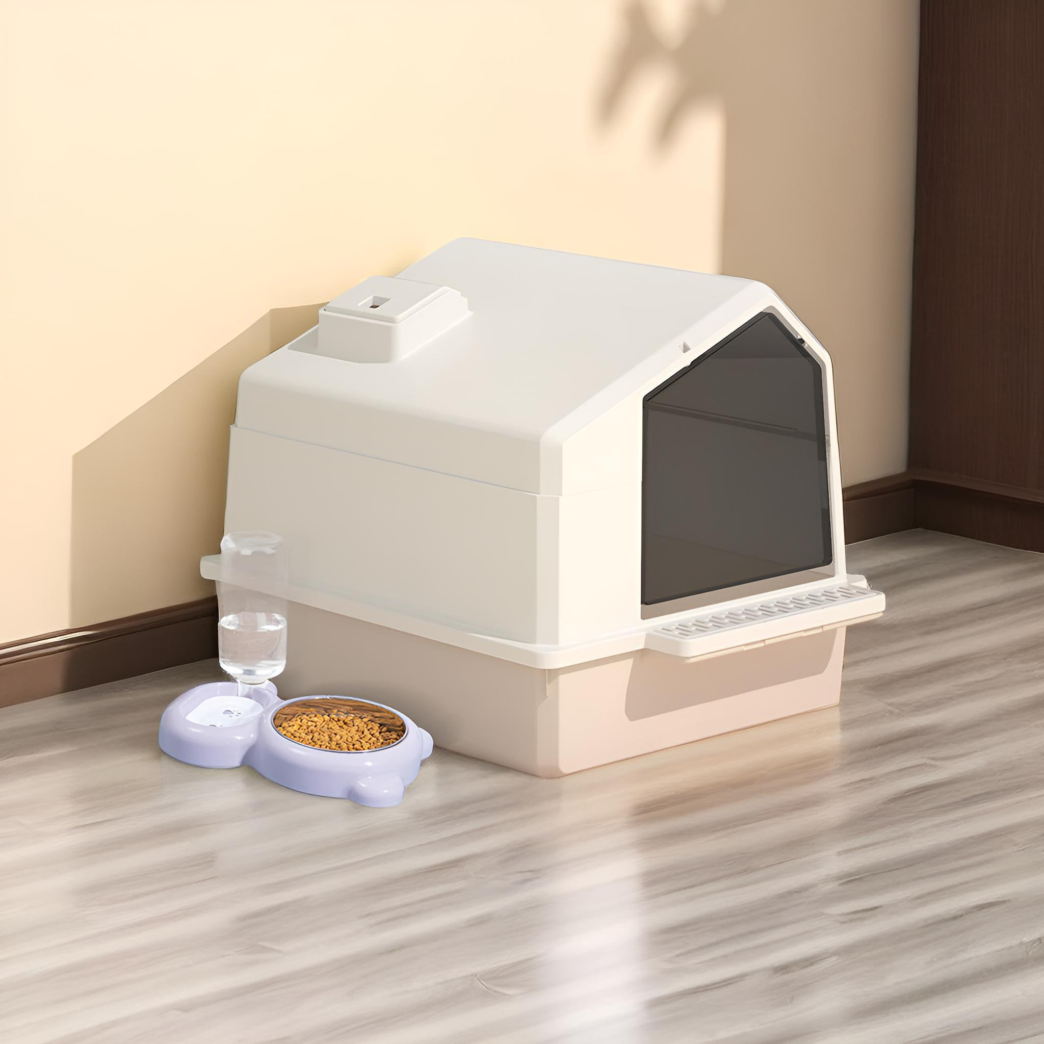 Tucker Murphy Pet™ Cat Litter Basin, Fully Enclosed Cat Toilet, Splash ...